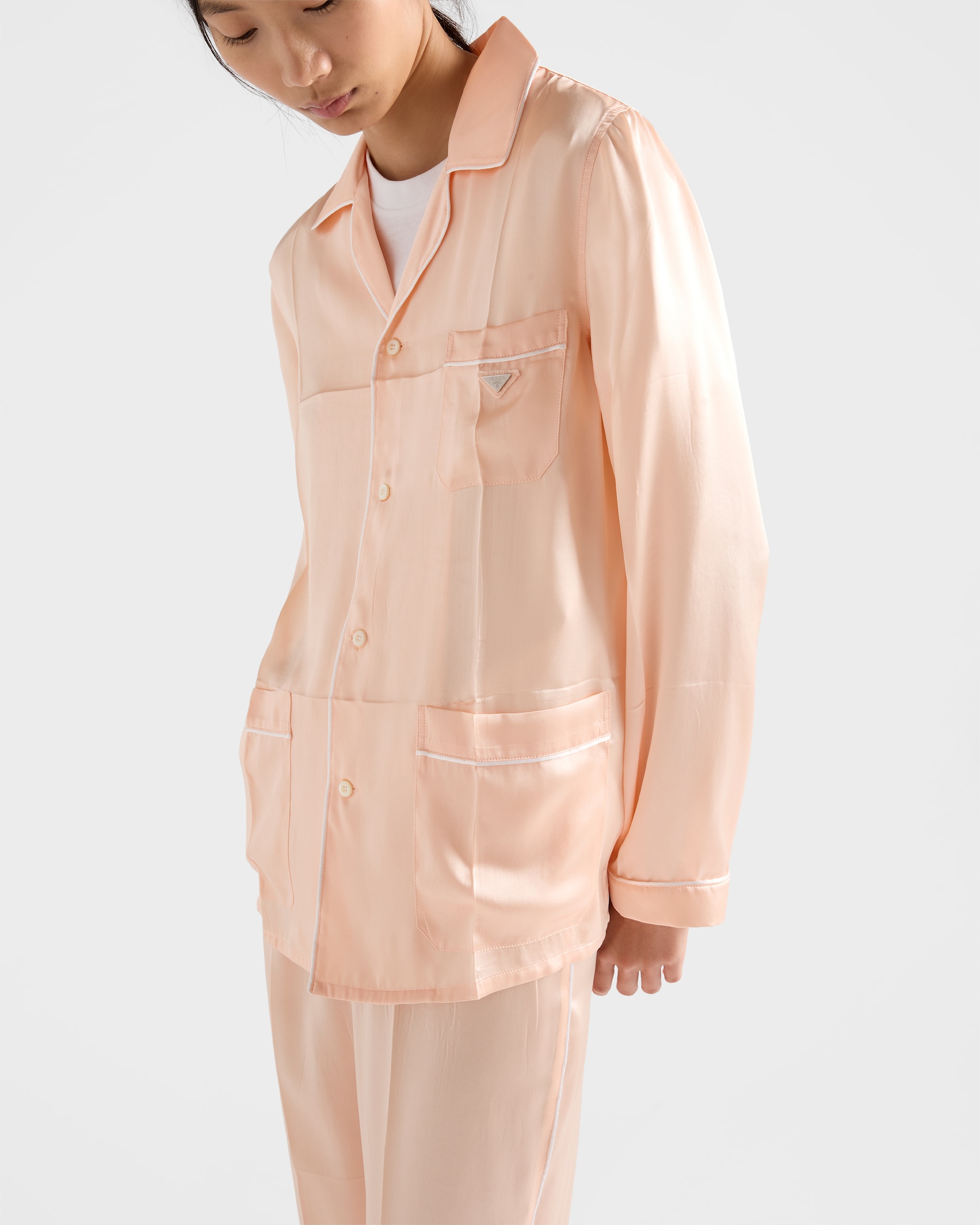 Peach Vintage-look Satin Pajamas | PRADA