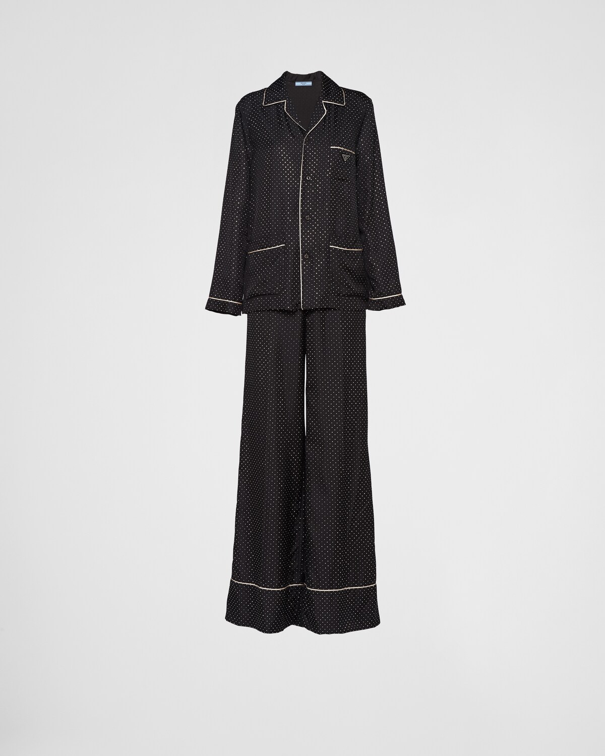 Black Embroidered Twill Pajamas | PRADA