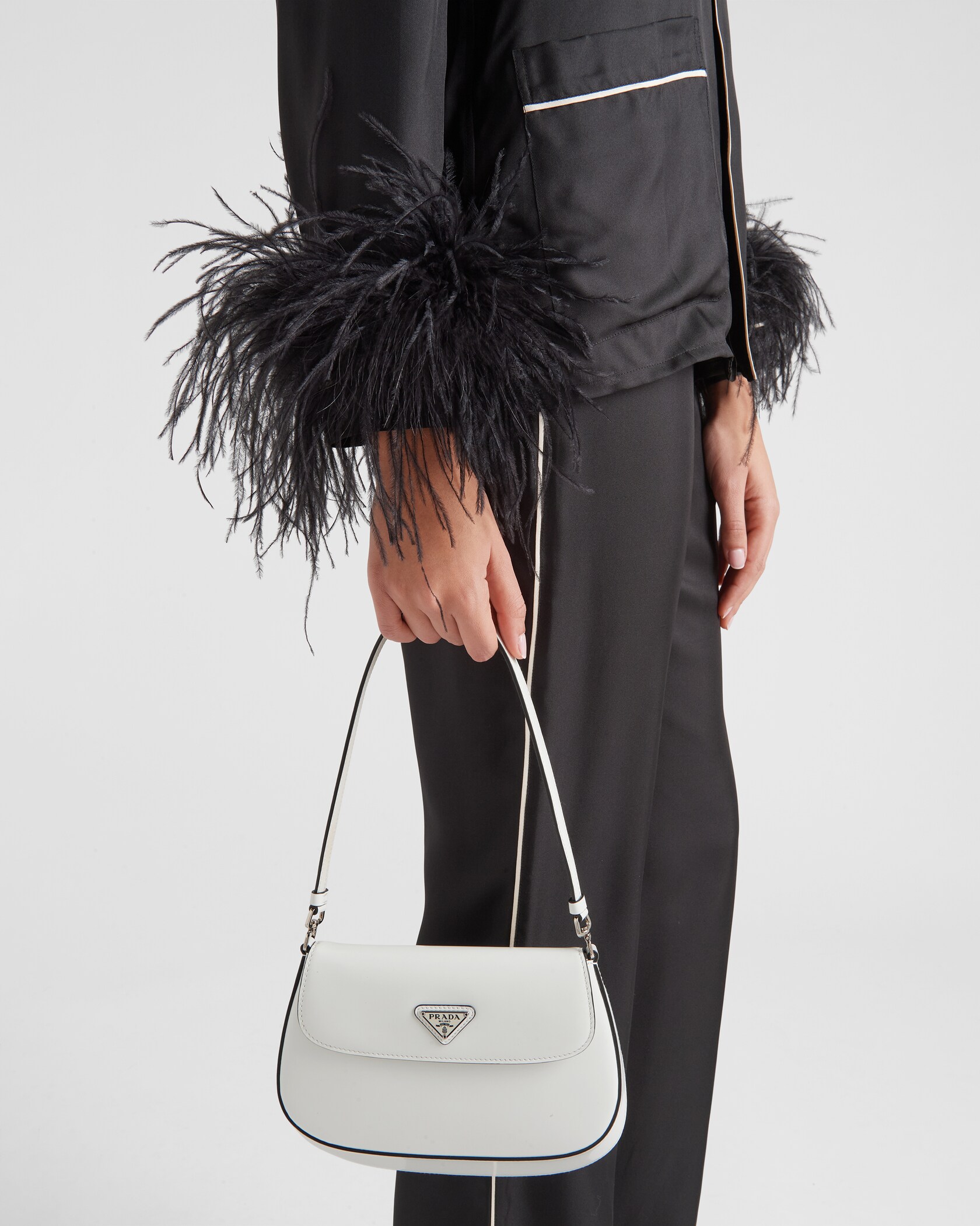 Black Silk Twill Pajamas | PRADA