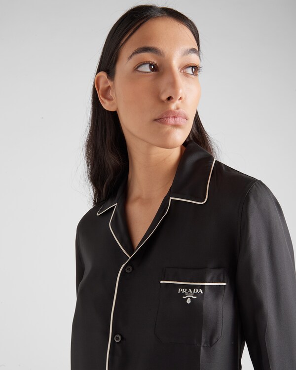 Black Silk Twill Pajamas | PRADA
