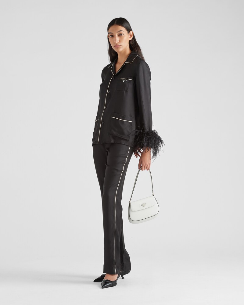 Black Silk Twill Pajamas | PRADA