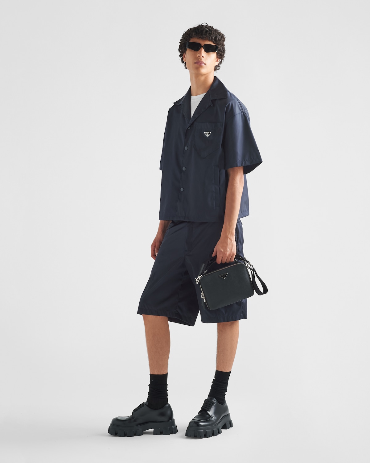 Blue Re-nylon Short-sleeved Shirt | PRADA