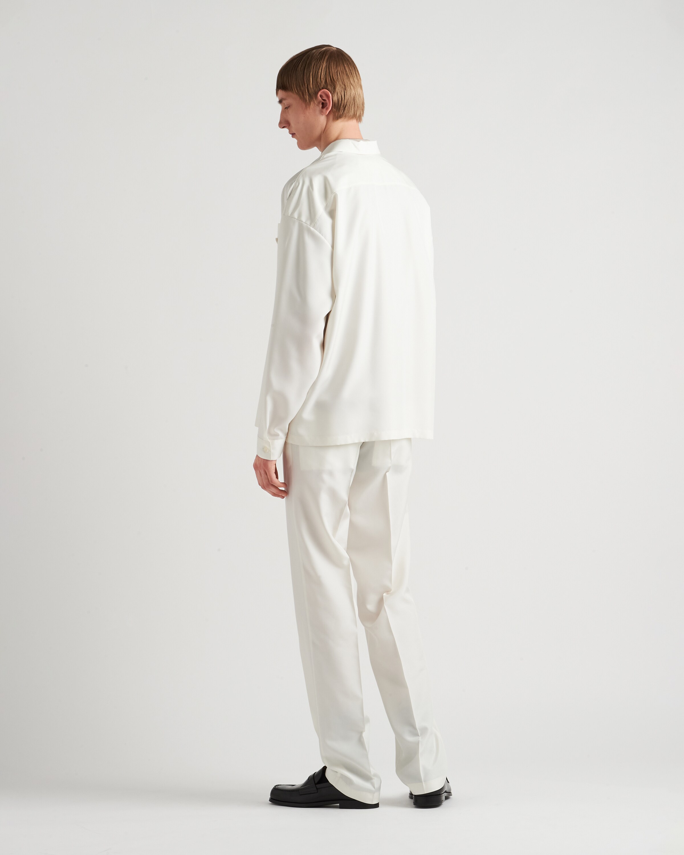 Natur Hemd aus Seide mit Reißverschluss | Prada