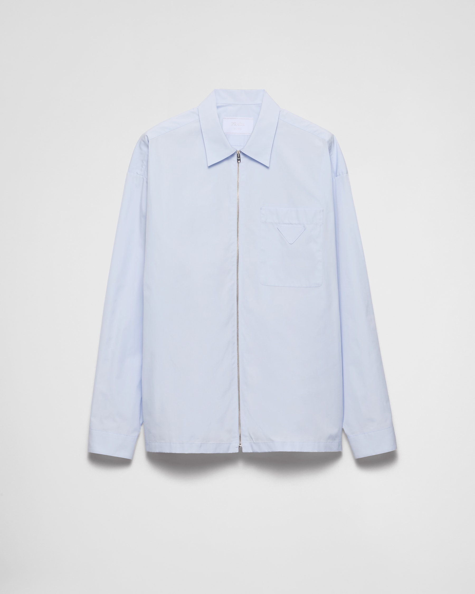 天蓝色 棉质拉链衬衫 | PRADA