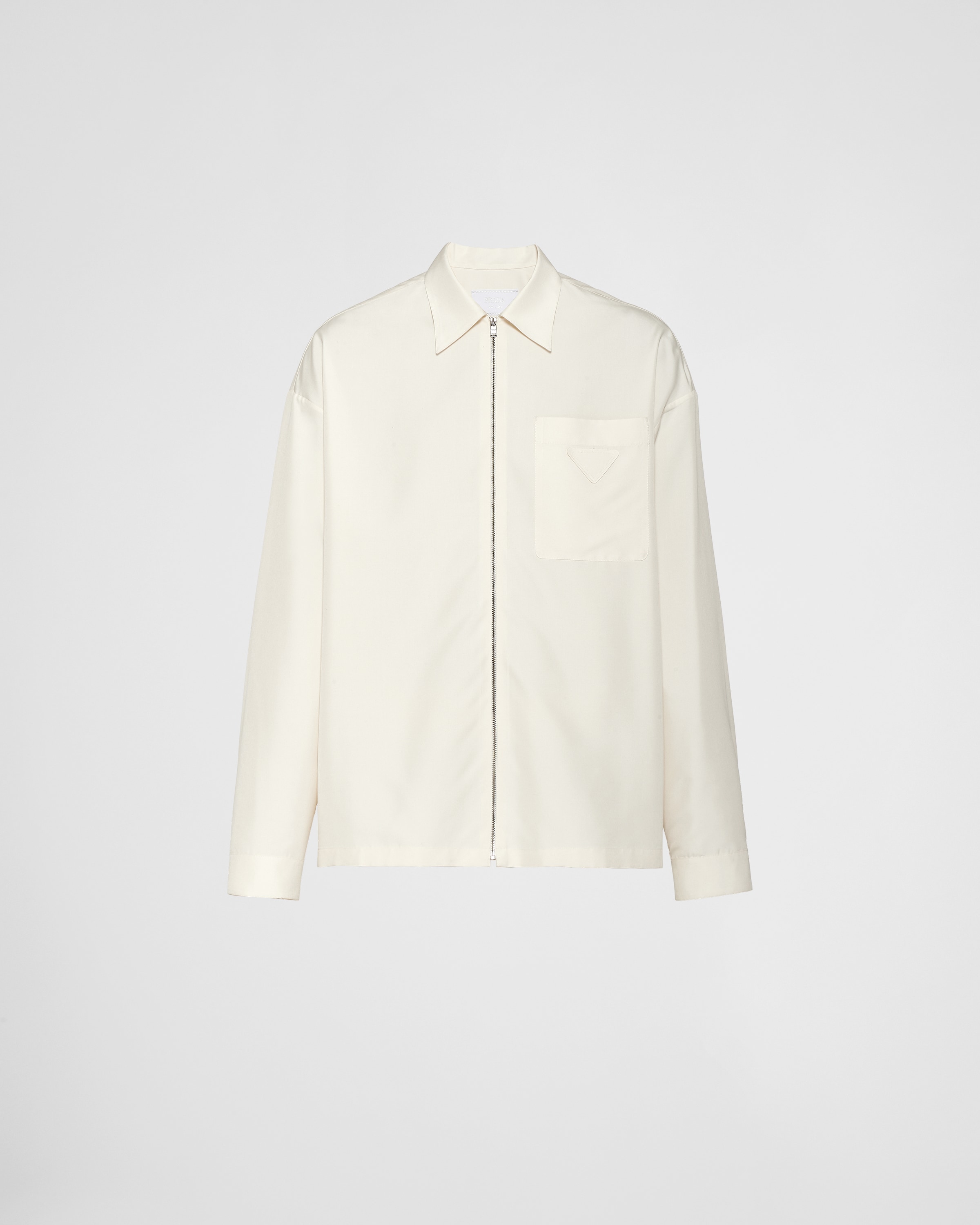 中性色 印花丝质拉链衬衫 | PRADA