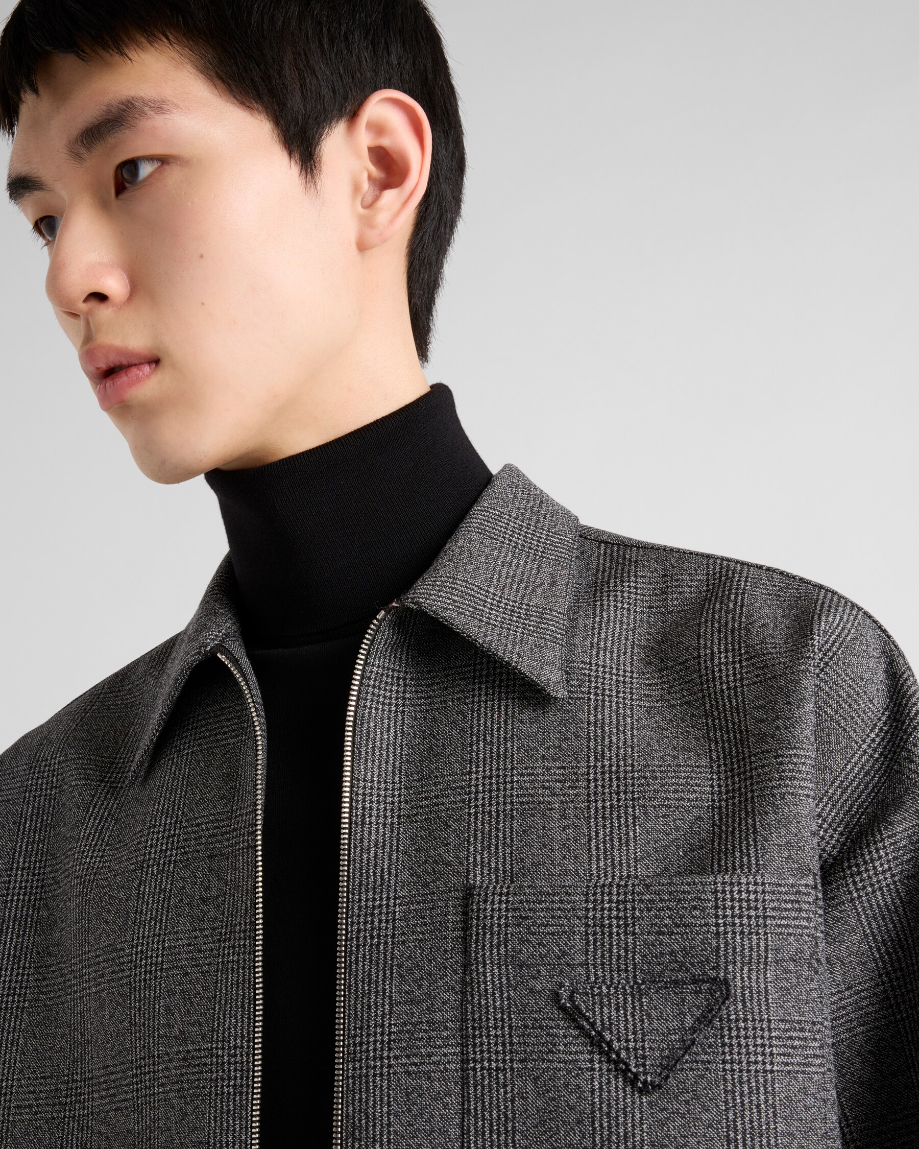 Slate Gray Wool Zipper Shirt | PRADA