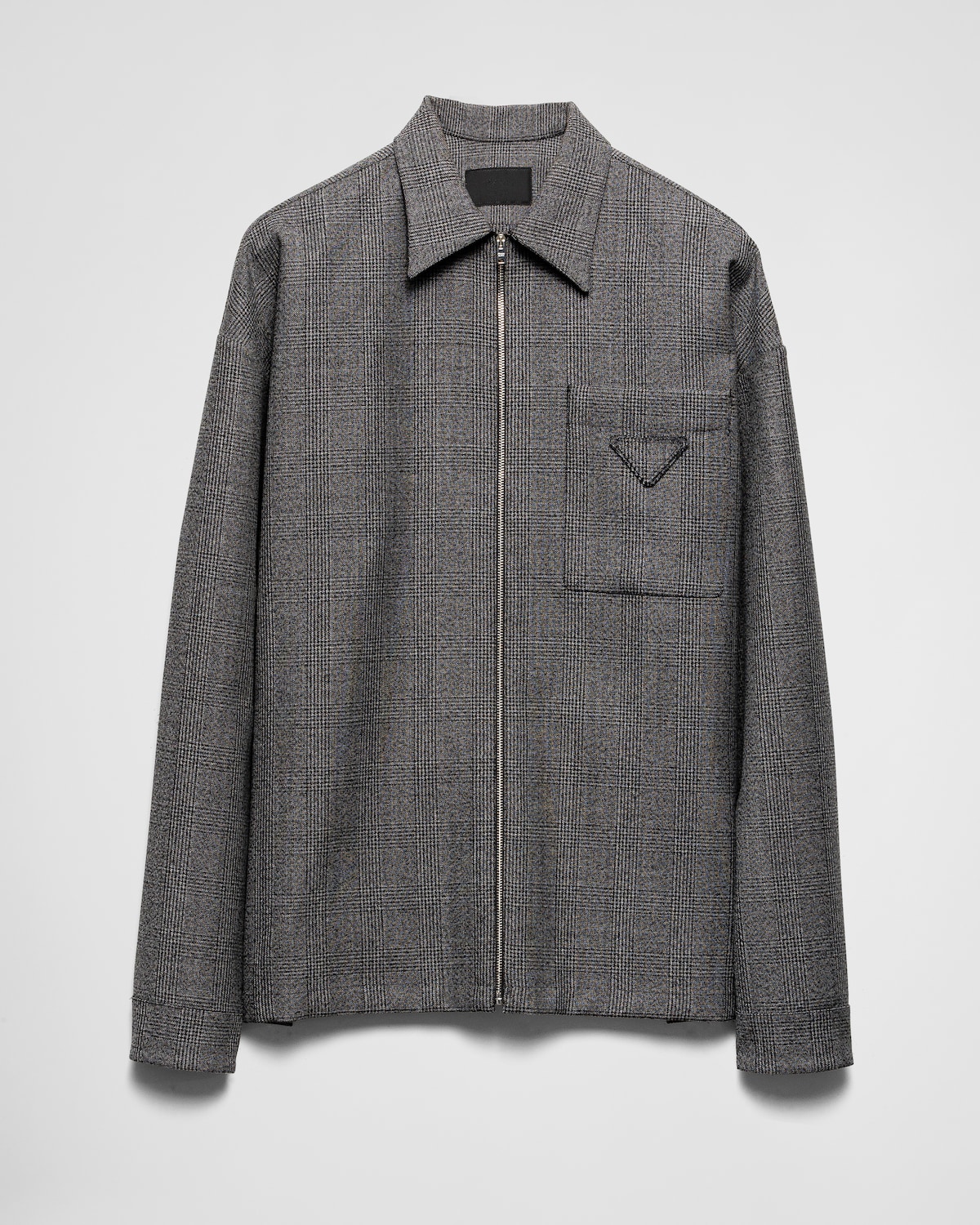 Slate Gray Wool Zipper Shirt | PRADA