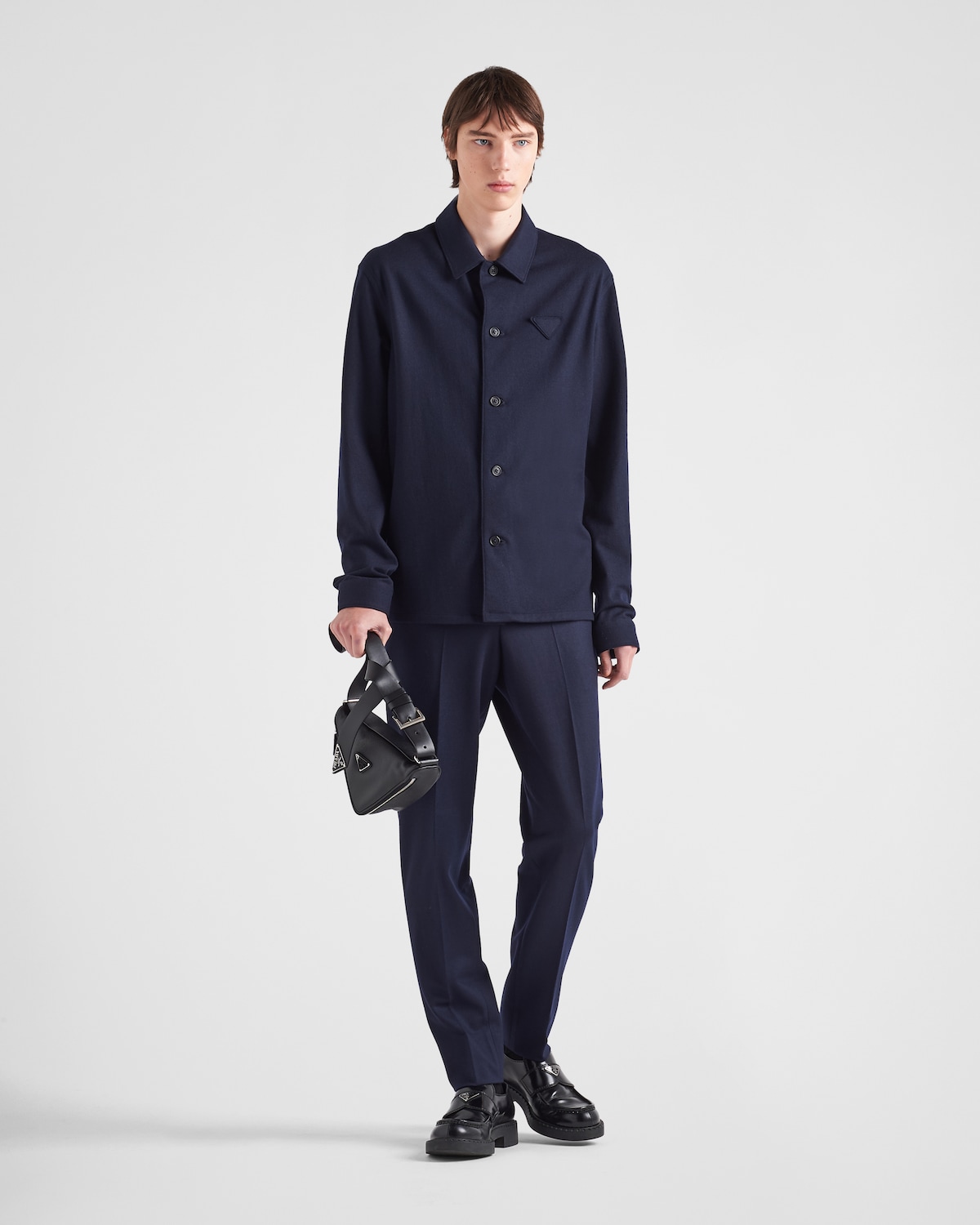 Blue Wool And Cashmere Shirt | PRADA - United States