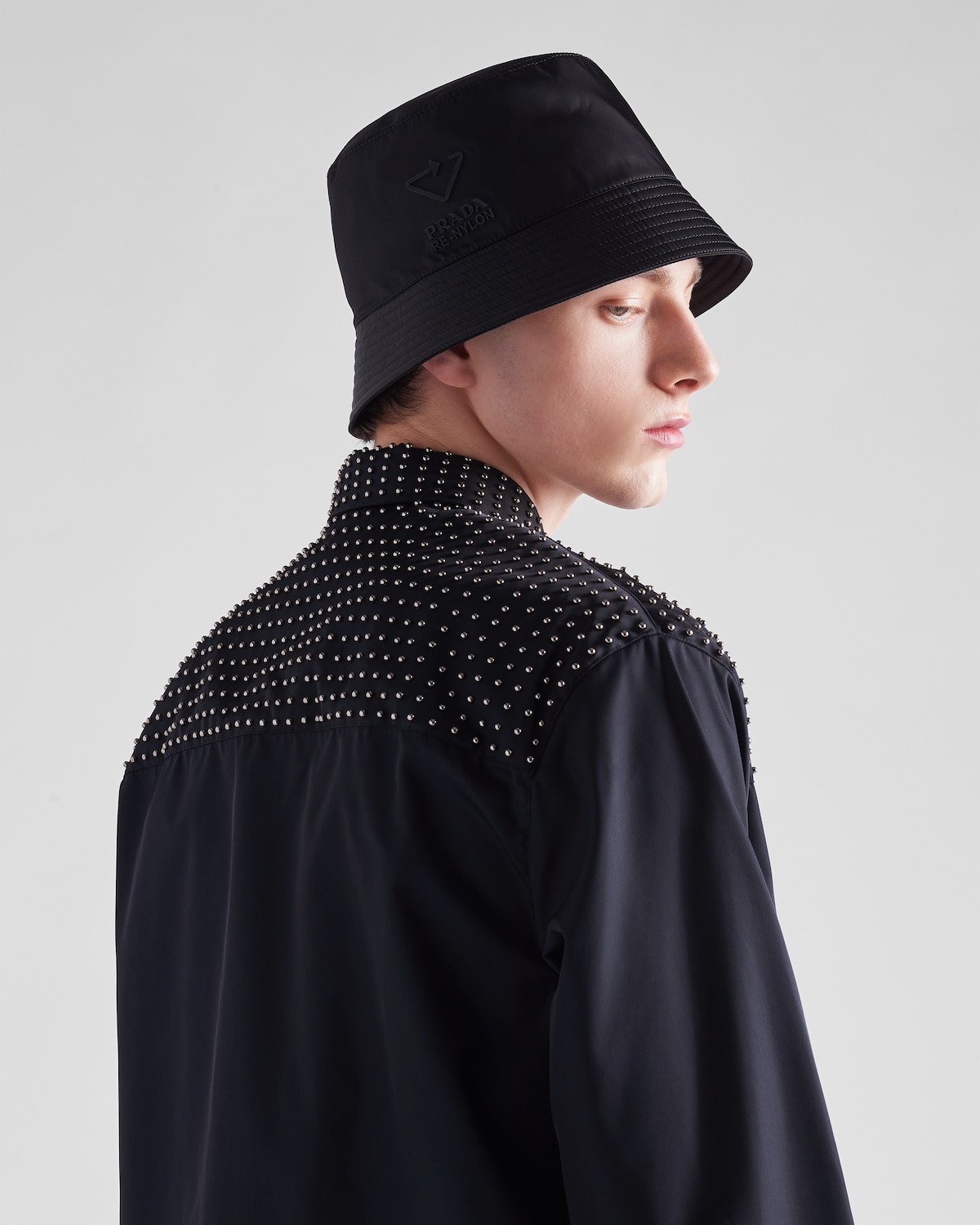 Black Studded Re-nylon Shirt | PRADA
