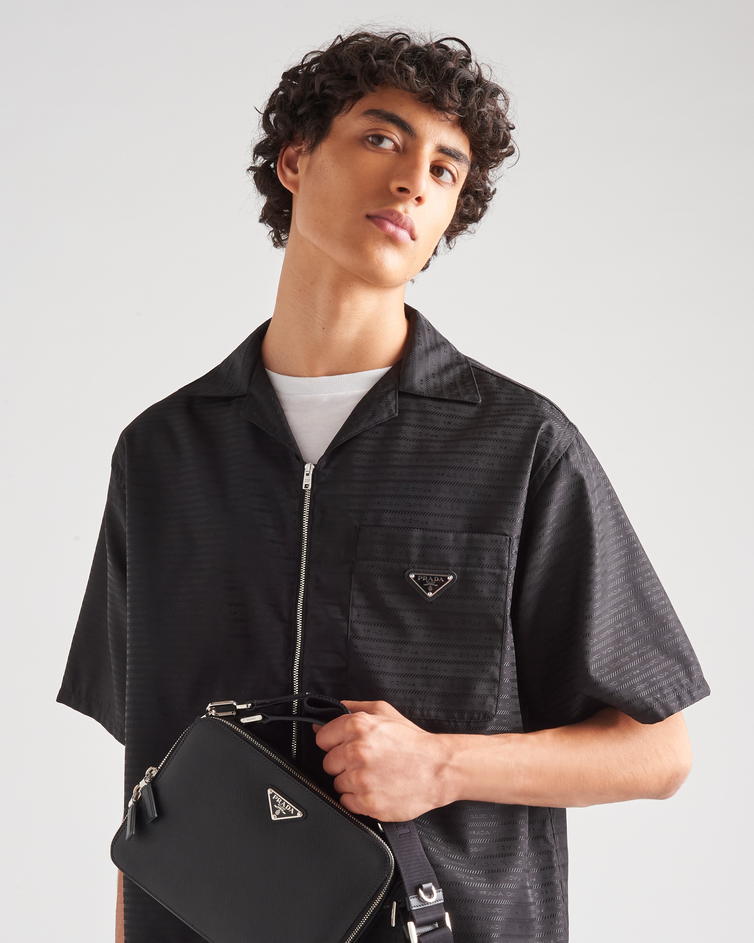 Black Re-Nylon short-sleeved shirt | Prada