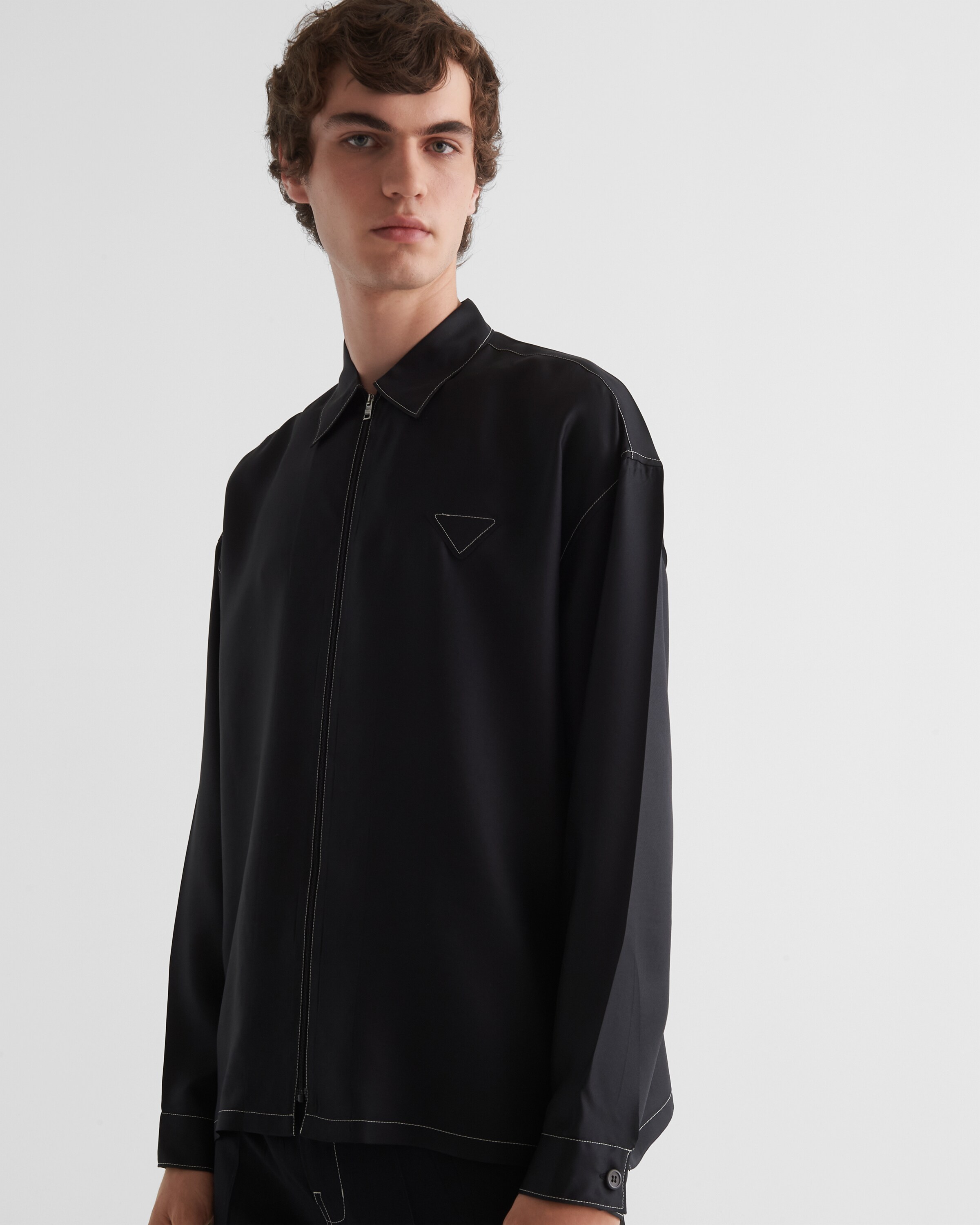 Black Silk twill shirt | Prada