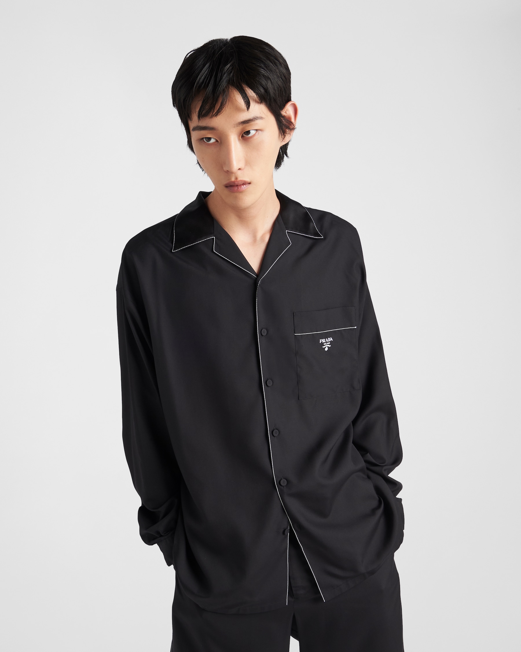 Camicia In Seta Nero | PRADA