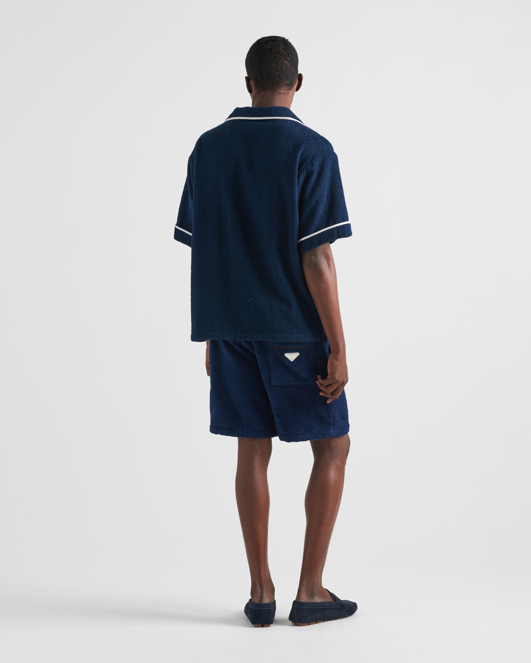 Navy Short-sleeved Heavy Cotton Shirt | PRADA
