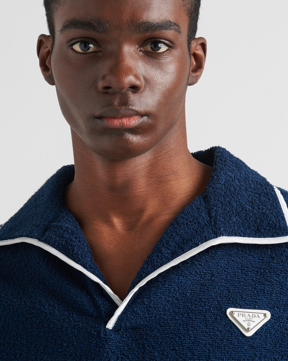 Navy Short-sleeved Heavy Cotton Shirt | PRADA