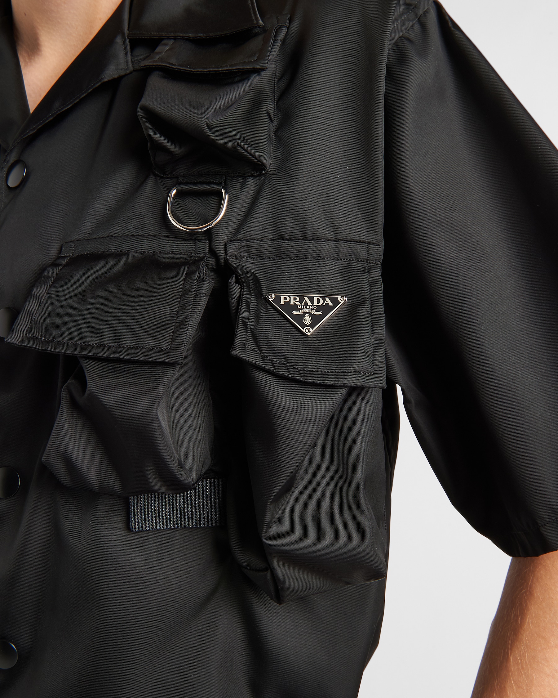 Black Short-sleeved Re-nylon Shirt | PRADA