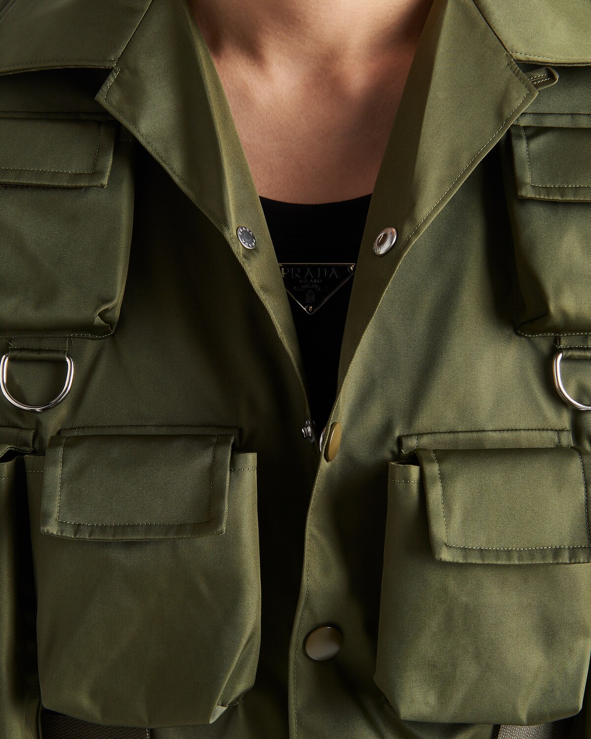 Loden Green Short-sleeved Re-nylon Shirt | PRADA