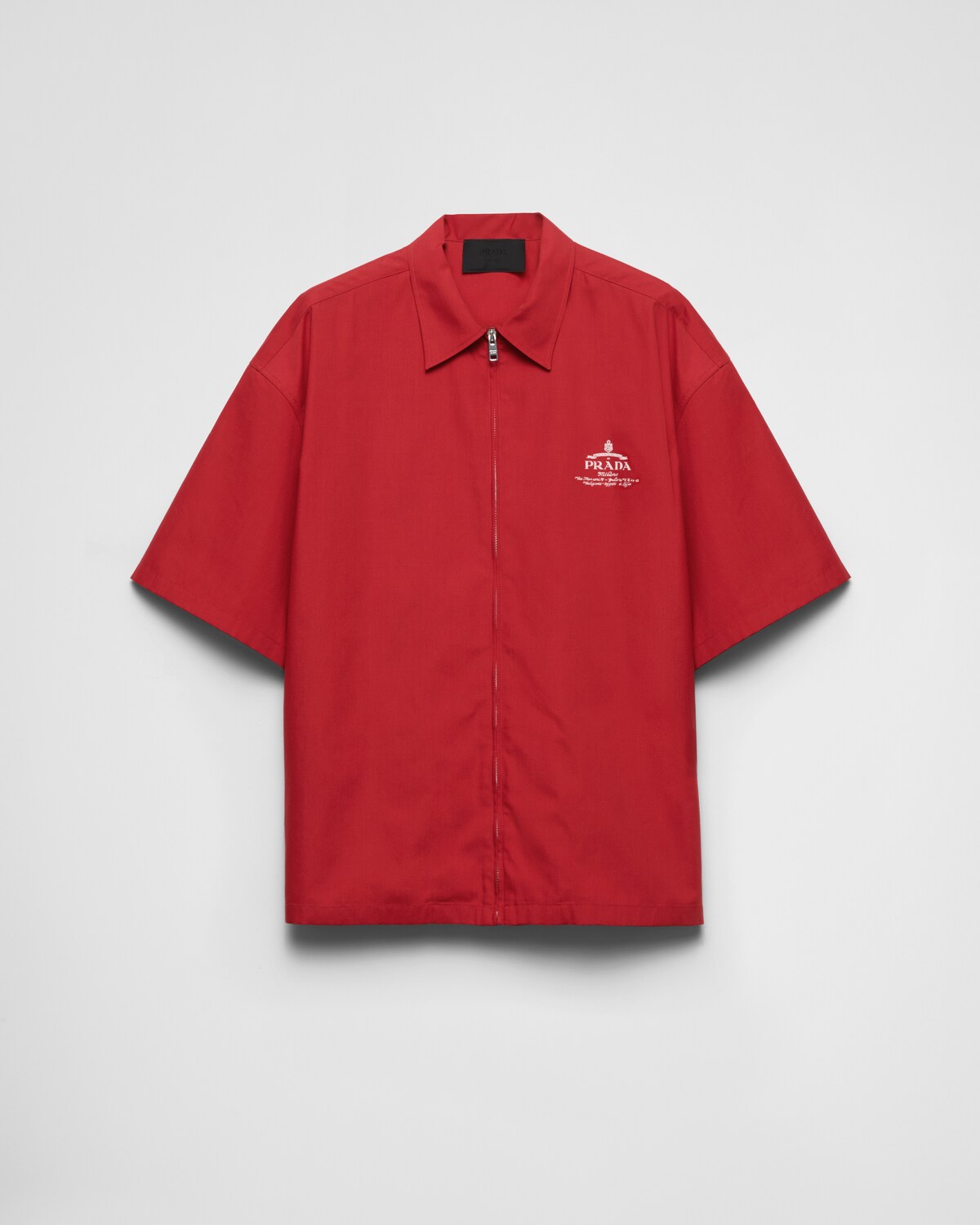 Red Short-sleeved Technical Cotton Shirt | PRADA
