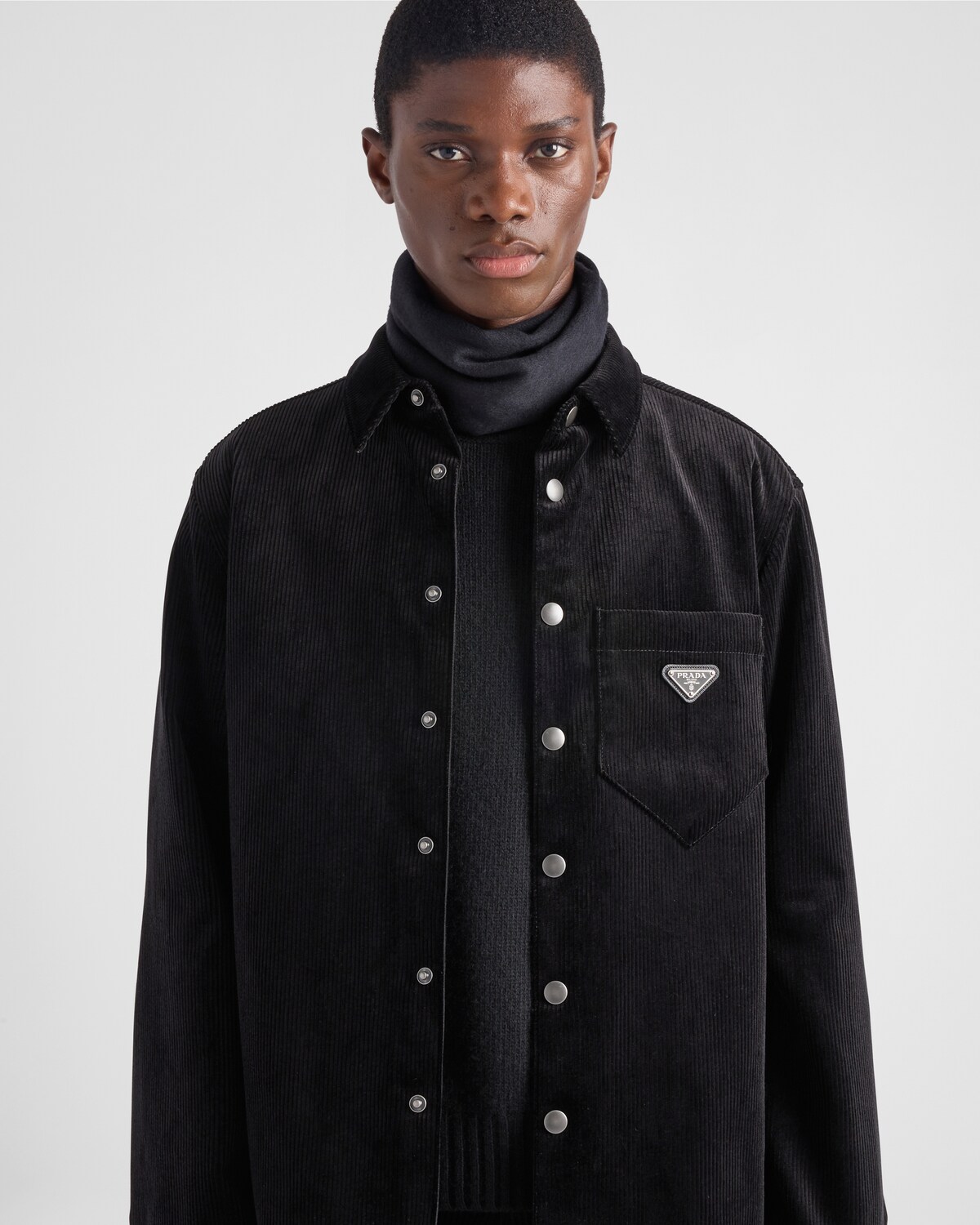 코듀로이 셔츠 블랙 | PRADA