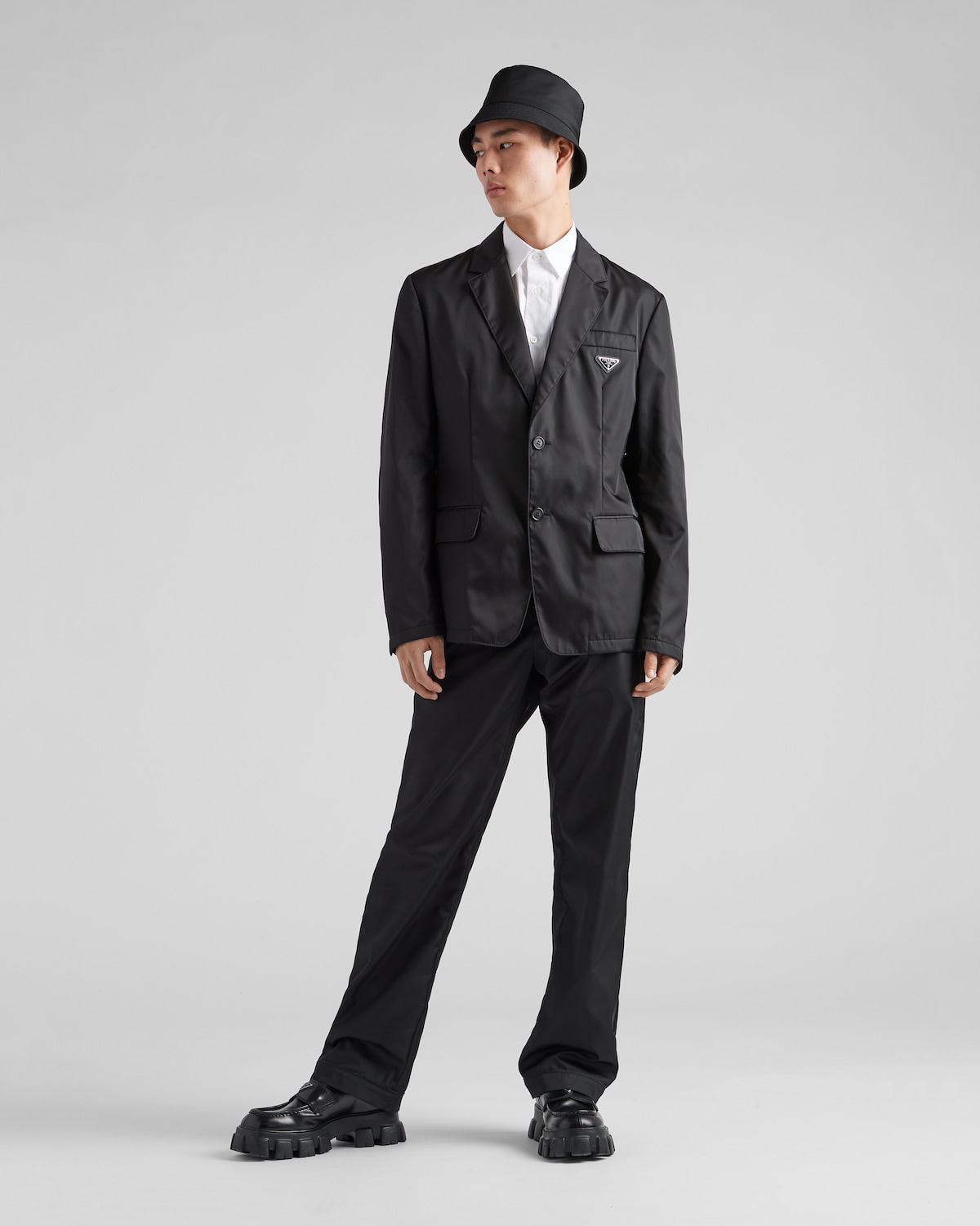 Black Re-nylon Single-breasted Jacket | PRADA