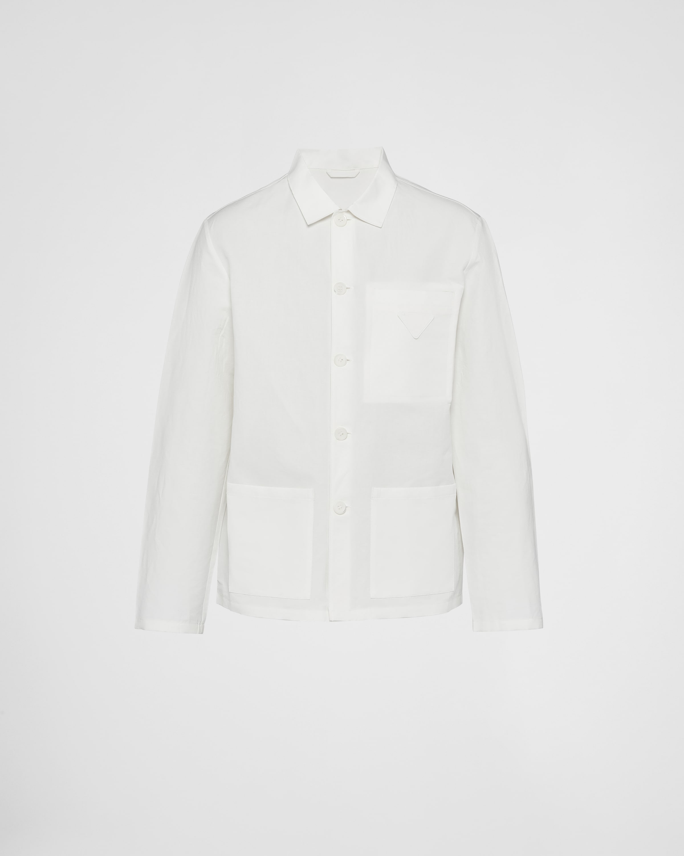White Single-breasted, linen-blend jacket | Prada