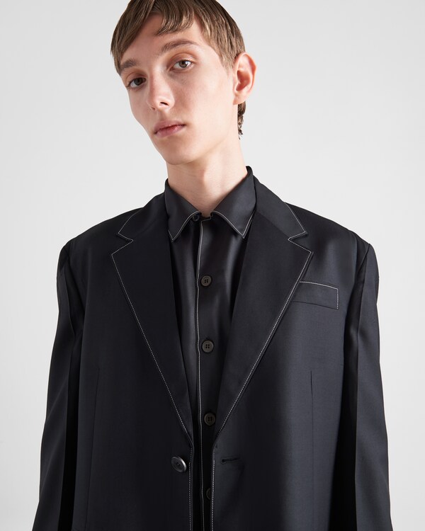 Black Single-breasted Wool Jacket | PRADA