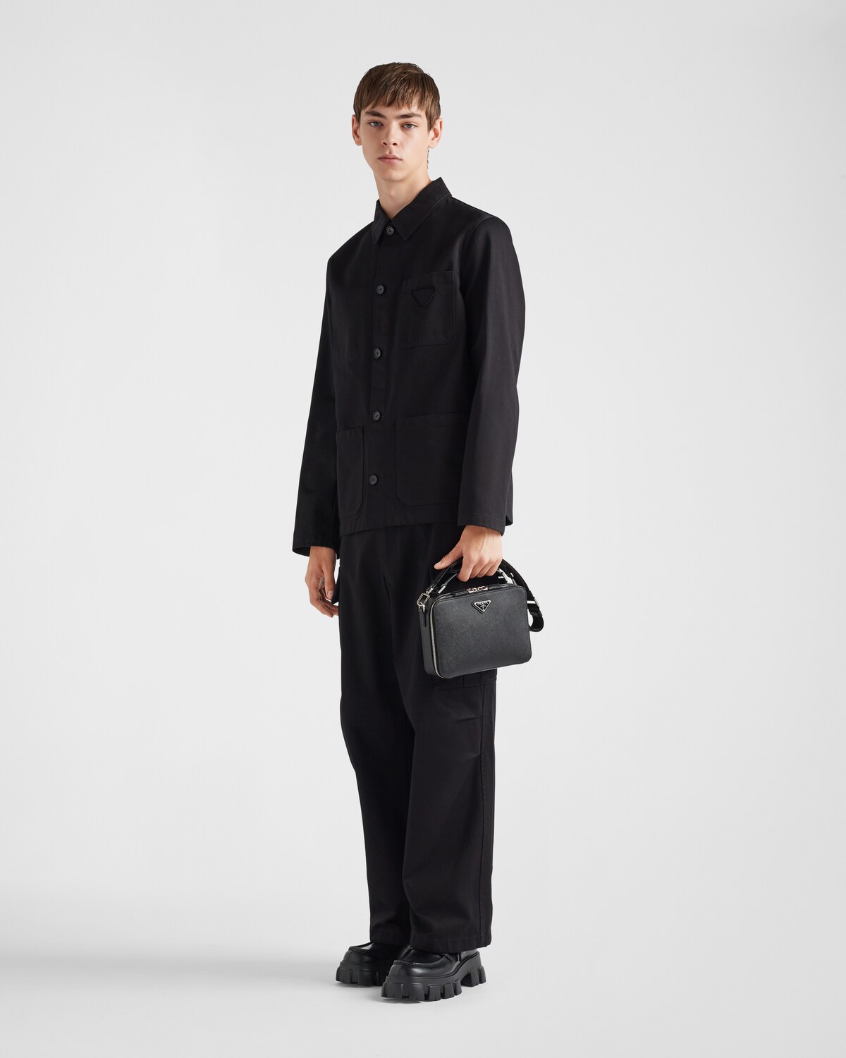 Black Single-breasted Cotton Jacket | PRADA