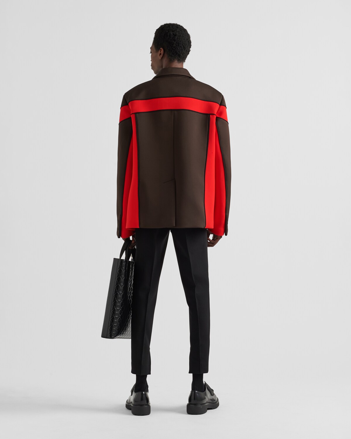 Cocoa Brown/red Technical Fabric Single-breasted Jacket | PRADA