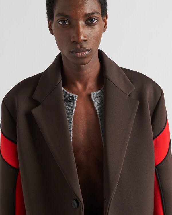 Cocoa Brown/red Technical Fabric Single-breasted Jacket | PRADA