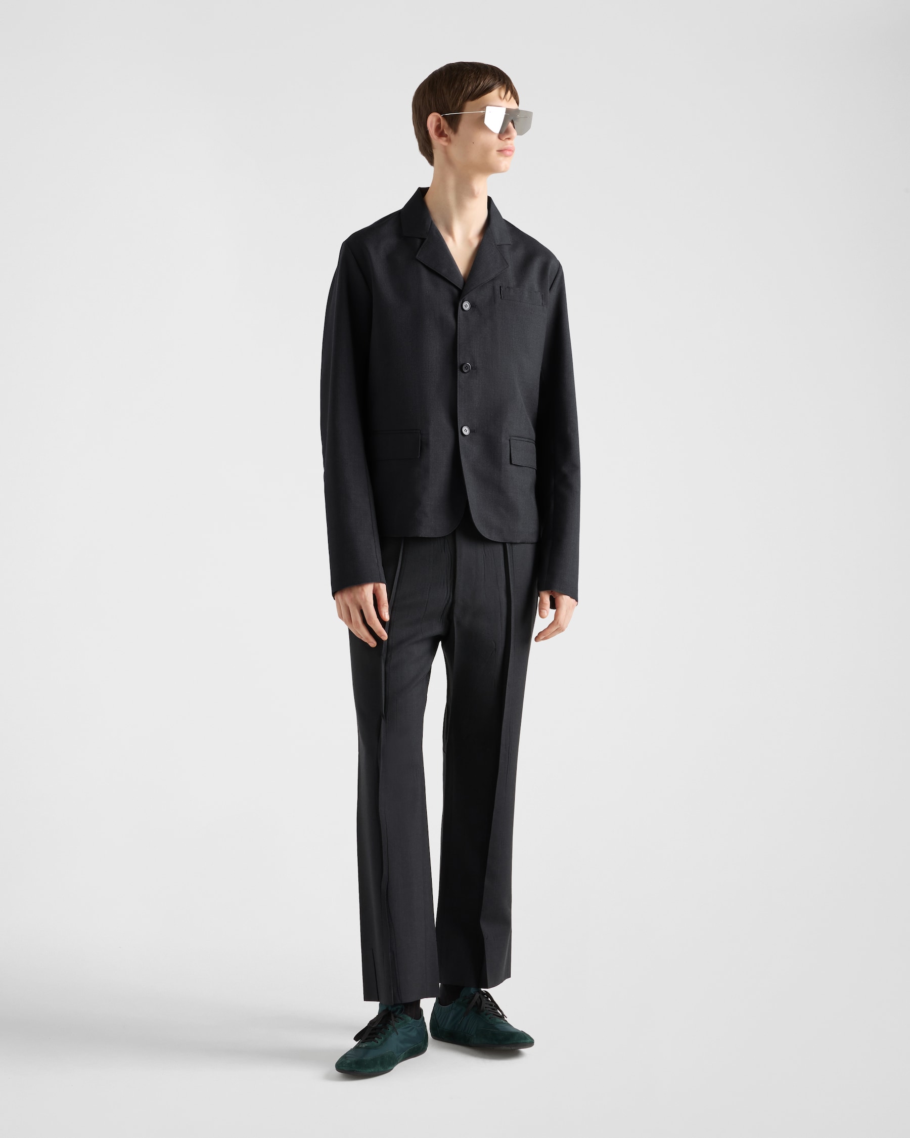 Black Single-breasted Wool And Silk Jacket | PRADA