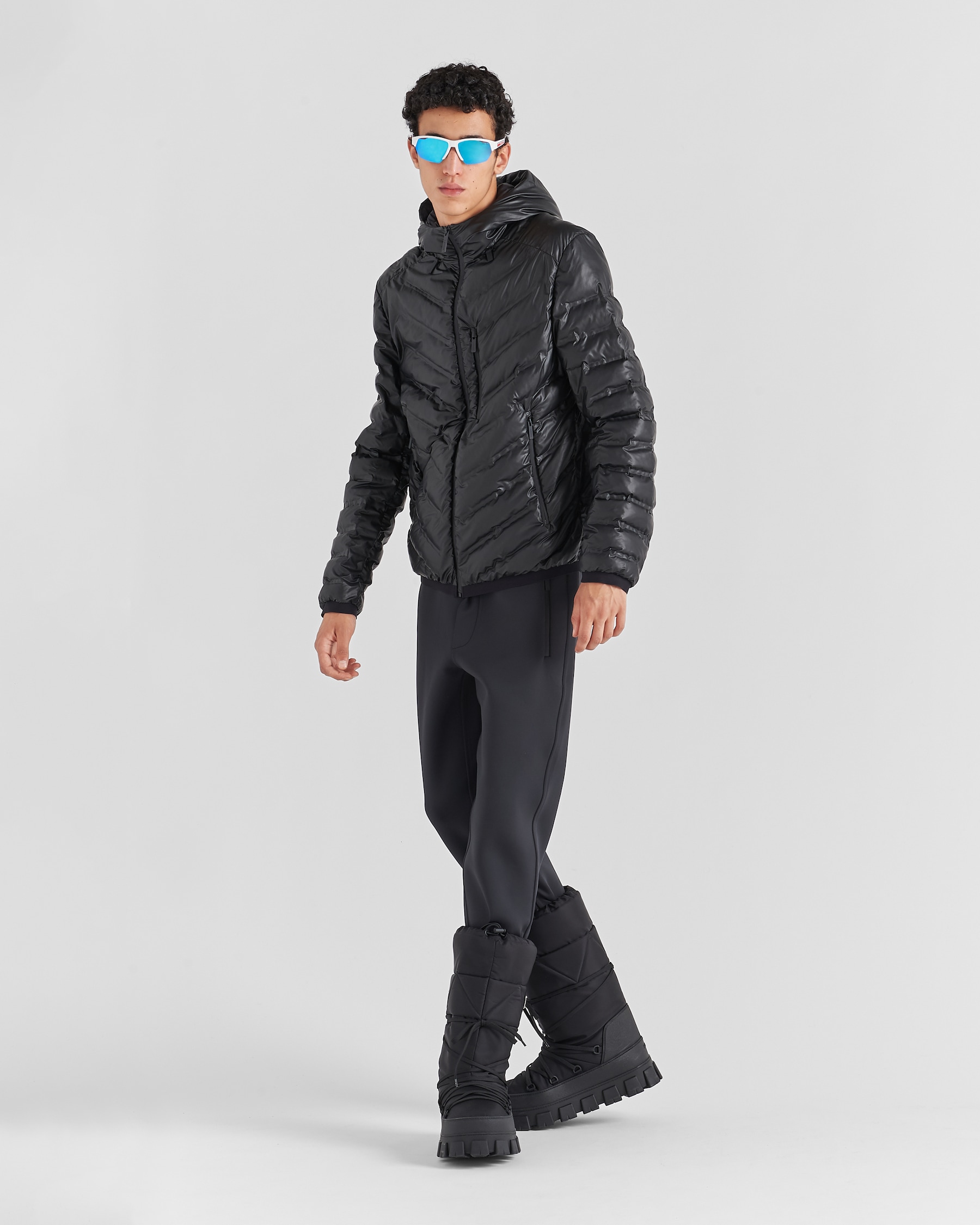 Black Light Re-nylon Hooded Puffer Jacket | PRADA