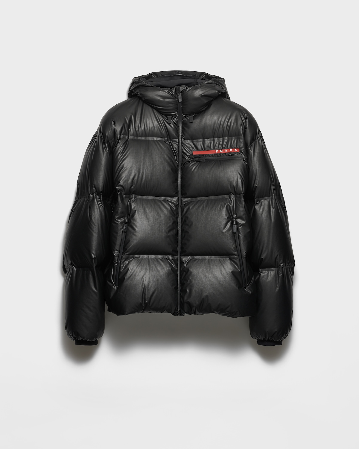 Black Light Re-nylon Hooded Puffer Jacket | PRADA