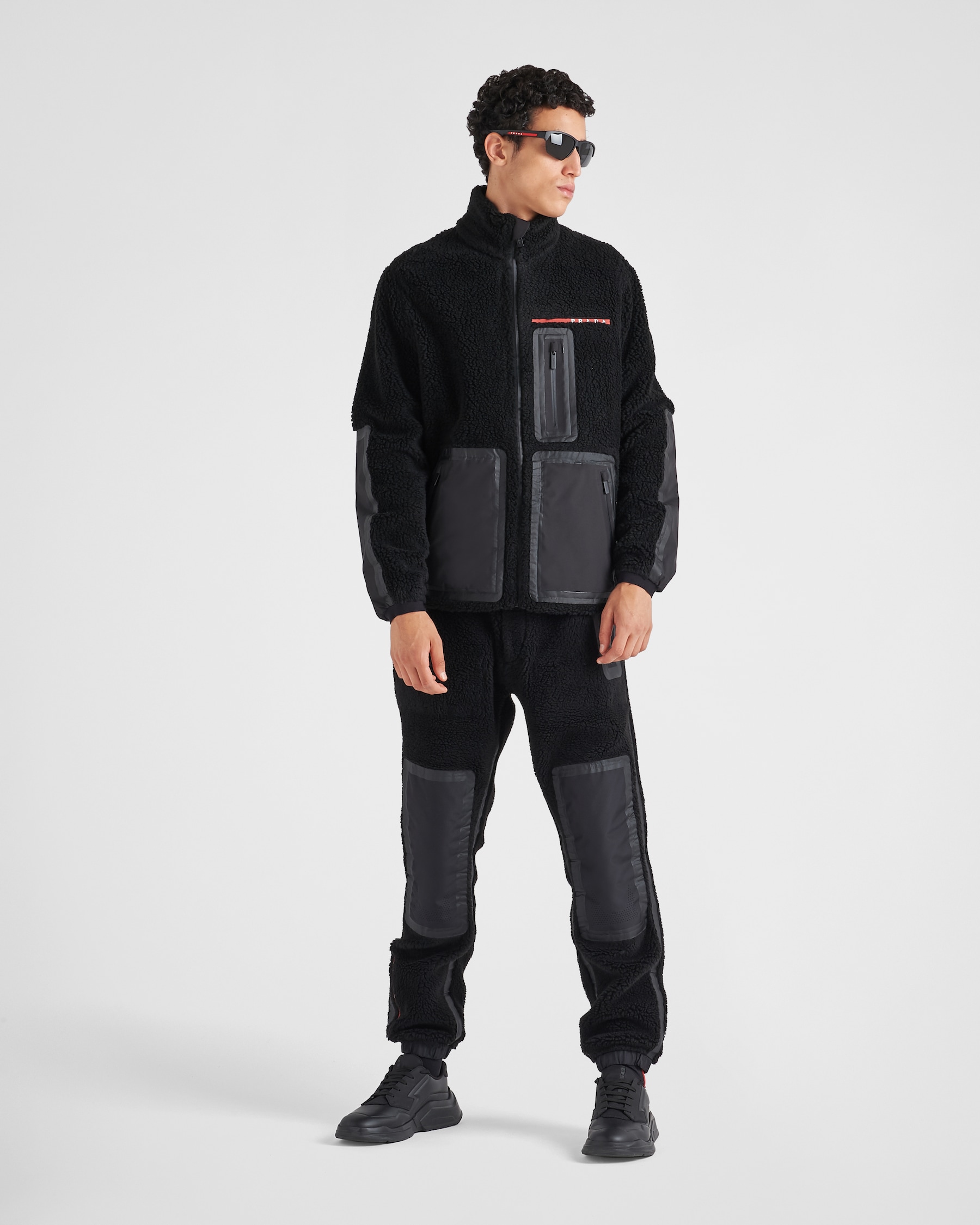 Black Recycled Fleece Technical Jacket | PRADA - United States