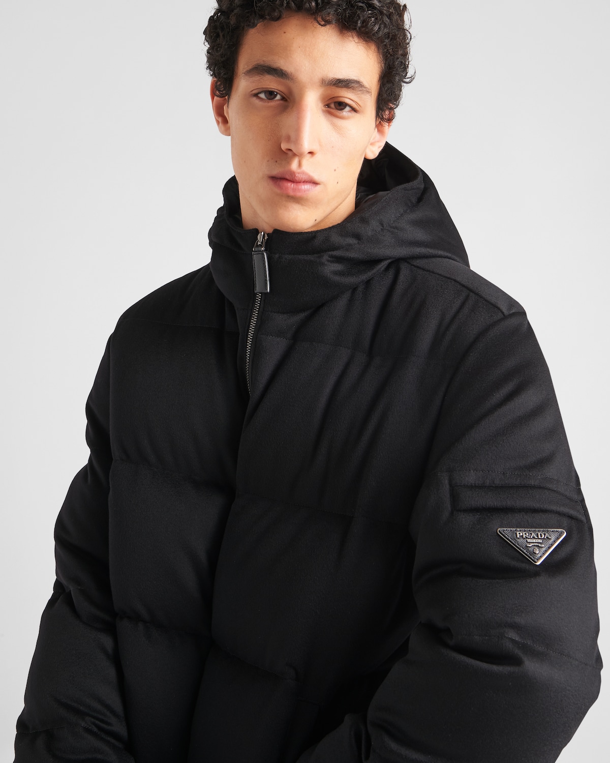 Black Cashmere Puffer Jacket | PRADA