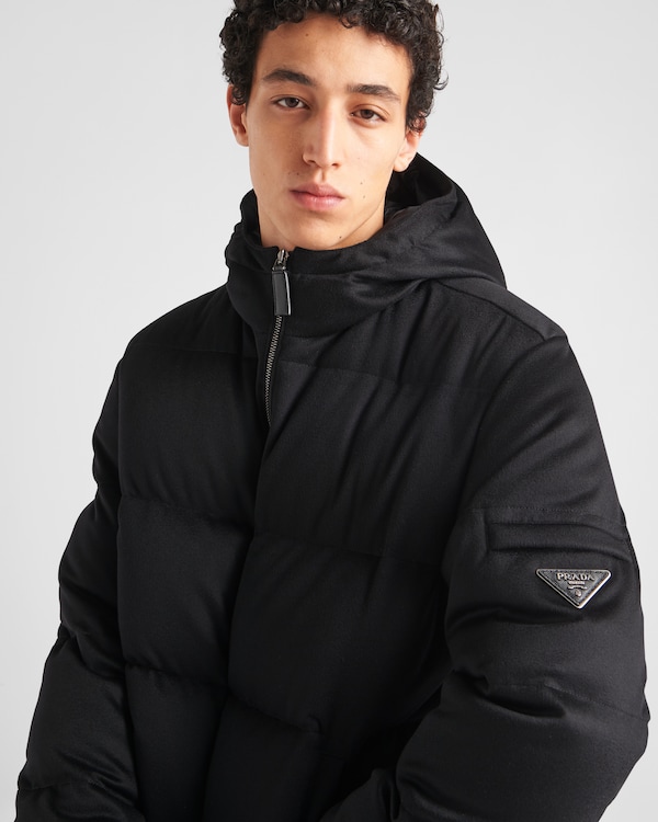 Black Cashmere Puffer Jacket | PRADA