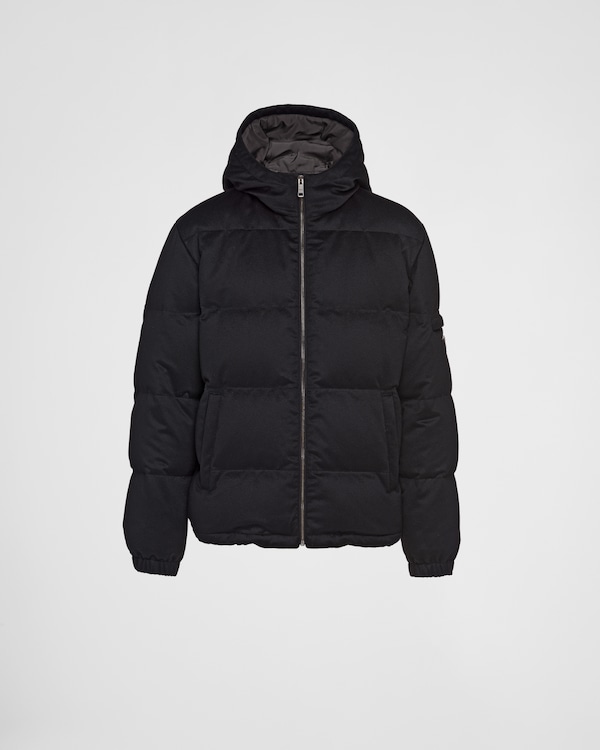 Black Cashmere Puffer Jacket | PRADA