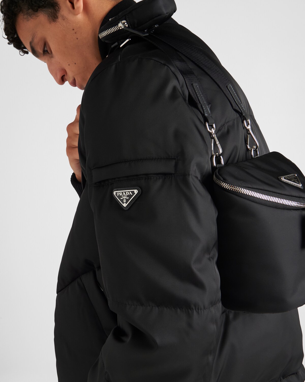 Black Re-nylon Cropped Down Jacket | PRADA