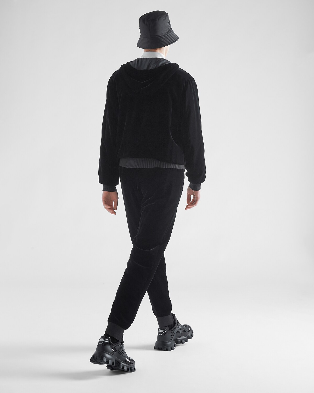Black Velvet Hoodie | PRADA