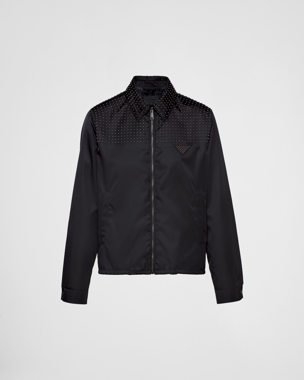 Black Studded Re-nylon Blouson Jacket | PRADA