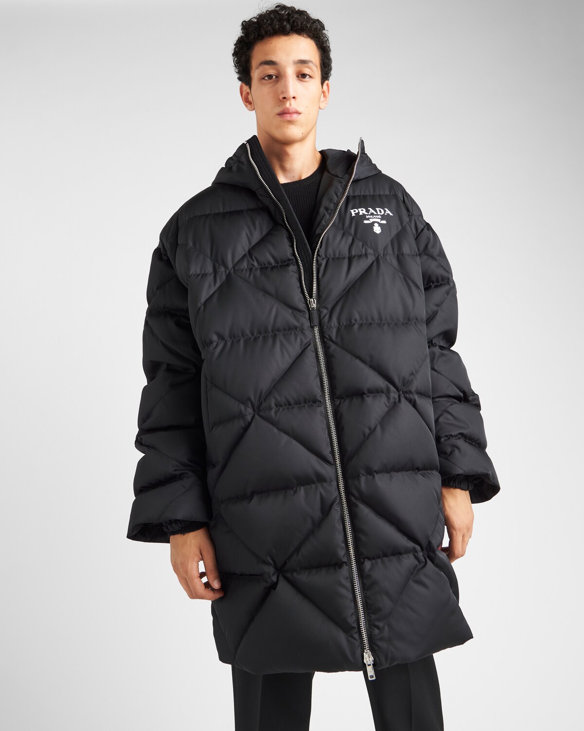 Black Re-nylon Down Coat | PRADA