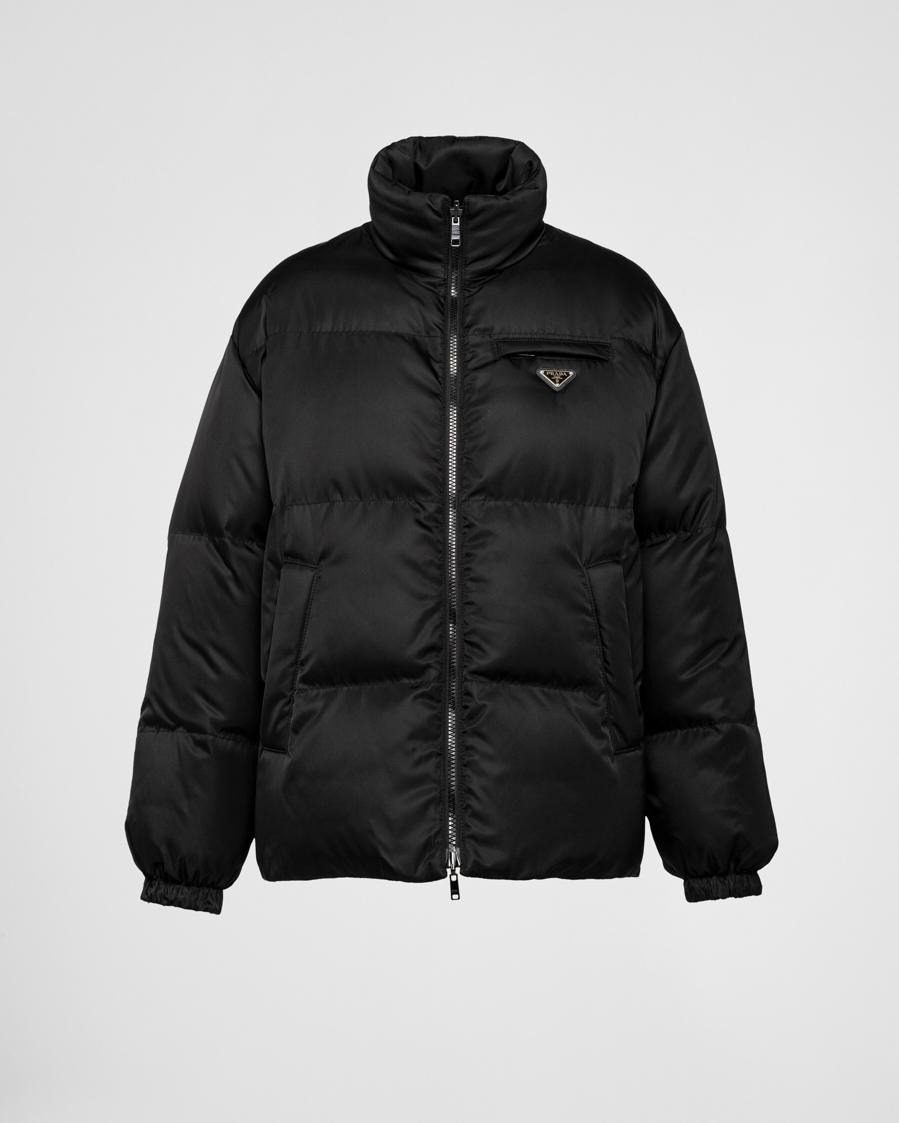 Black Medium-length Re-nylon Down Jacket | PRADA