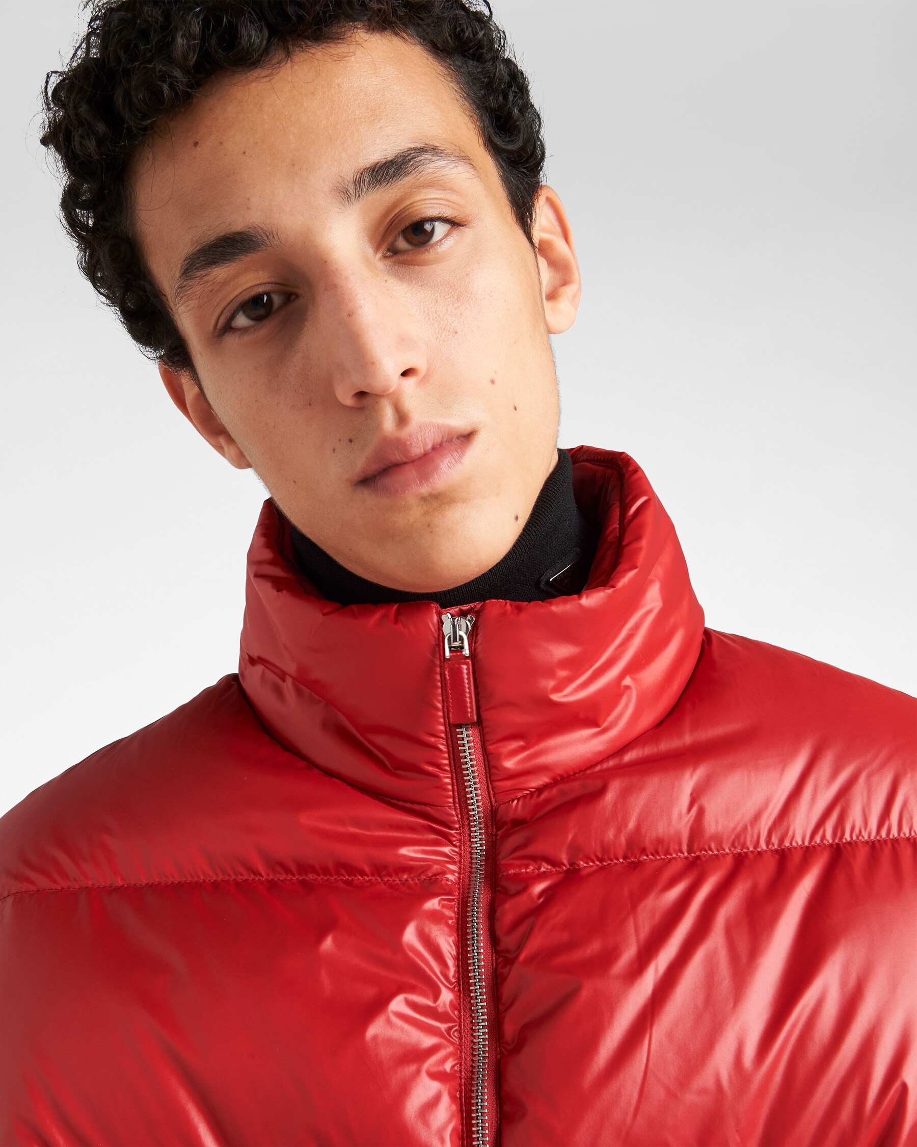 Red Cropped Re-nylon Down Jacket | PRADA