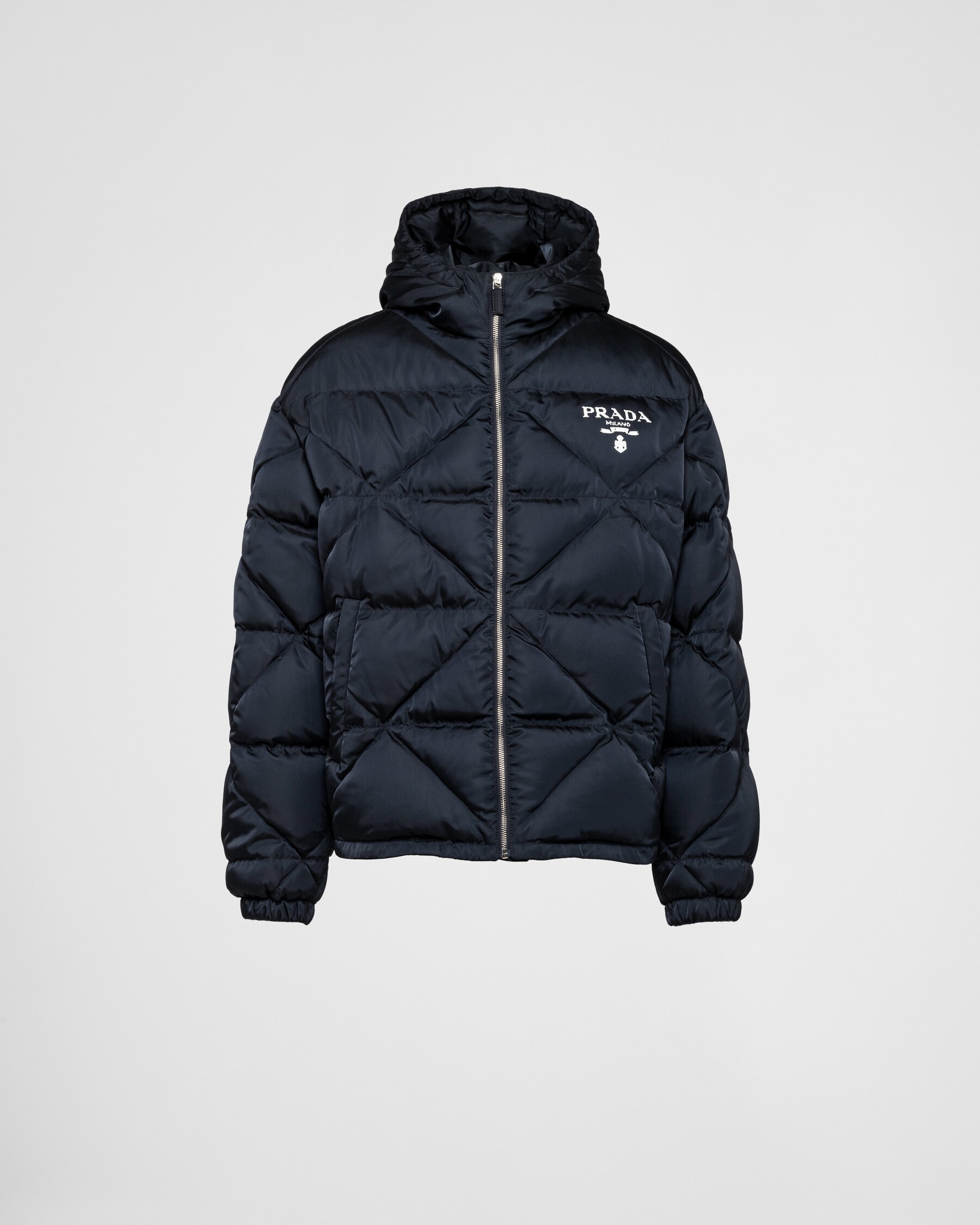Blue Cropped Re-nylon Down Jacket | PRADA