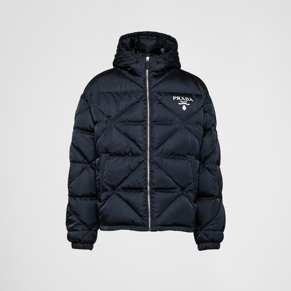 Blue Cropped Re-Nylon down jacket | Prada