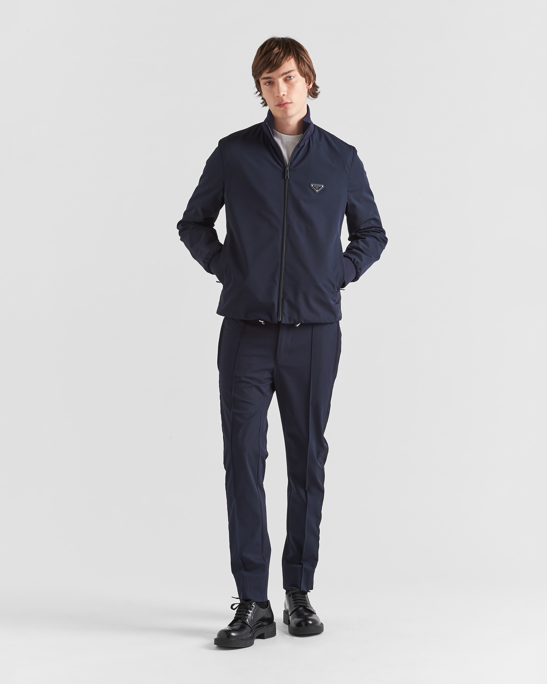 蓝色 拉链式弹力科技织物运动衫 | PRADA