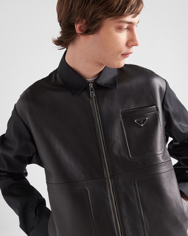 Black Re-nylon And Leather Jacket | PRADA