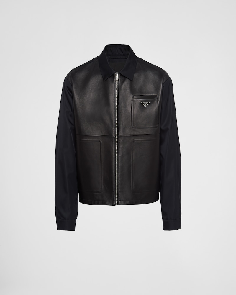 Black Re-nylon And Leather Jacket | PRADA