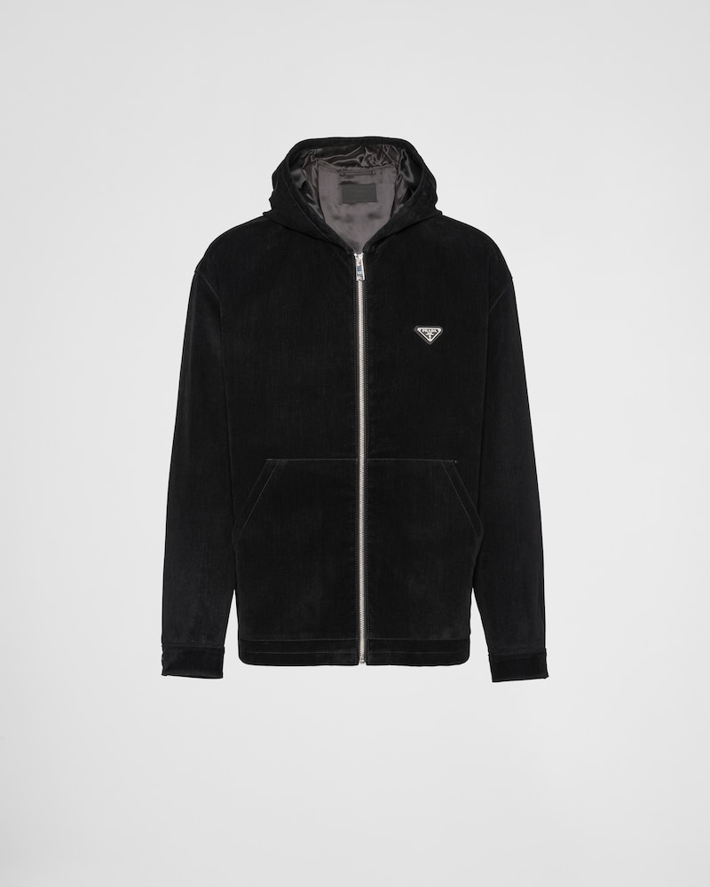 Black Cotton Velvet Blouson Jacket | PRADA