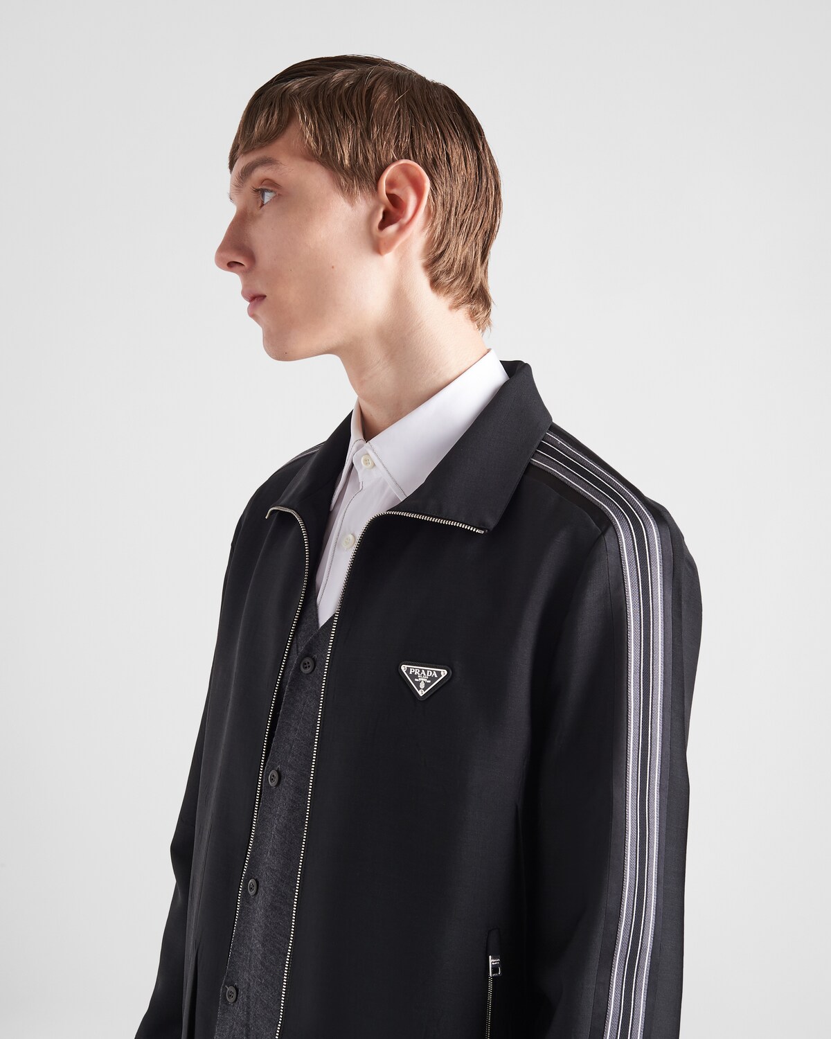 Black Wool And Mohair Blouson Jacket | PRADA