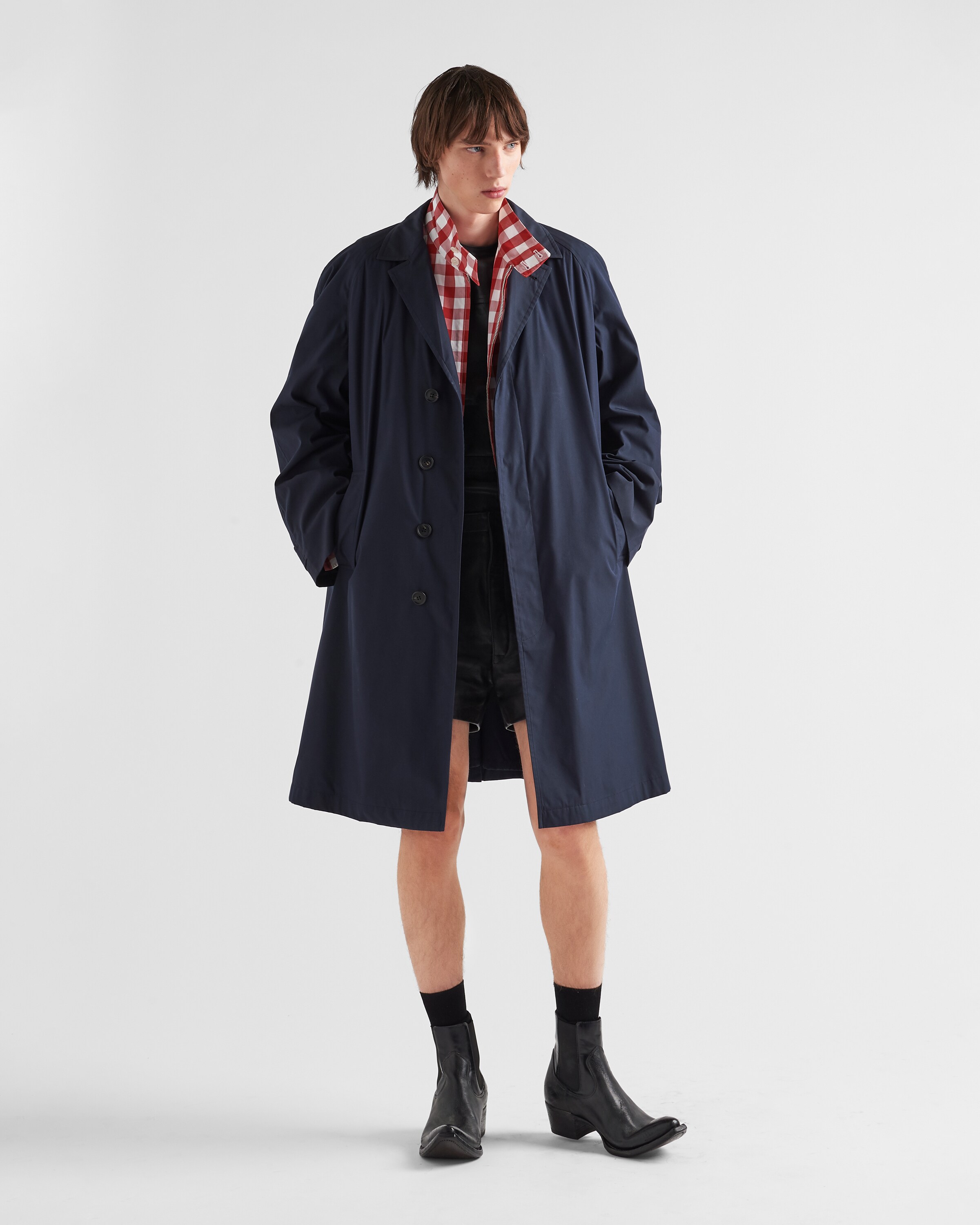 Navy Cotton-blend Overcoat | PRADA