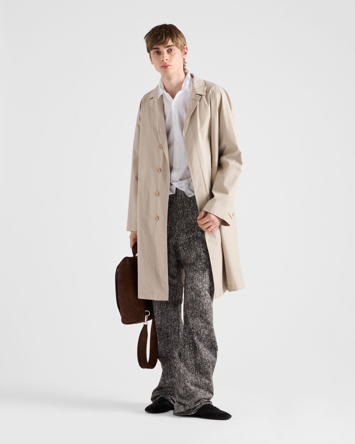 Limestone Cotton-blend Overcoat | PRADA